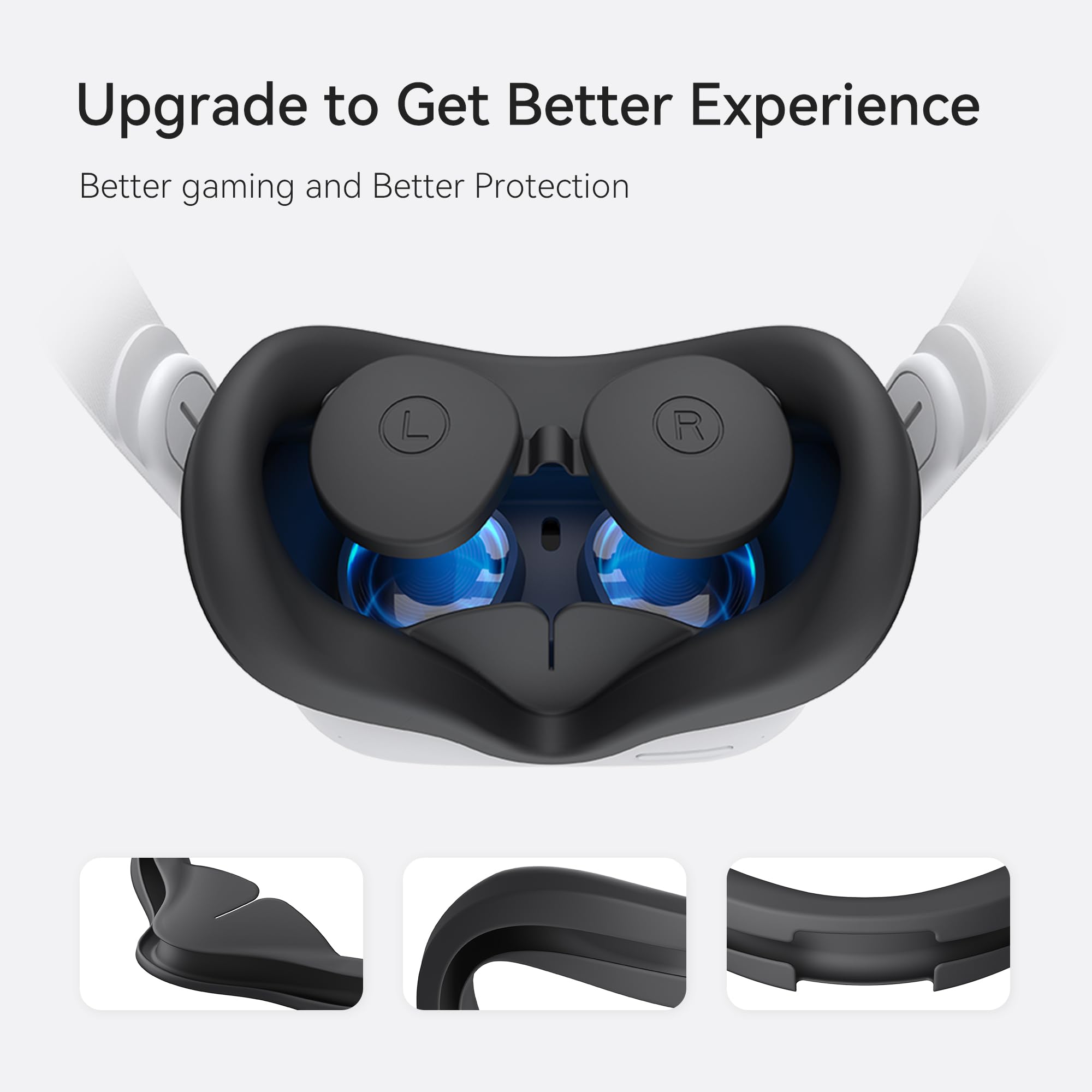 KIWI design VR Accessories Bundle Compatible with Quest 2 Accessories, 3 in 1 Set Controller Grips Cover, Face Cover with Lens Cover VR Shell Cover, VR Accessories Protection