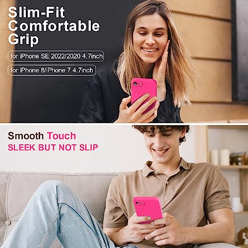 Vooii for iPhone SE Case 2022/3rd/2020,iPhone 8/7 Case, Upgraded Liquid Silicone with [Square Edges] [Camera Protection] [Soft Anti-Scratch Microfiber Lining] Phone Case for iPhone SE - Hot Pink