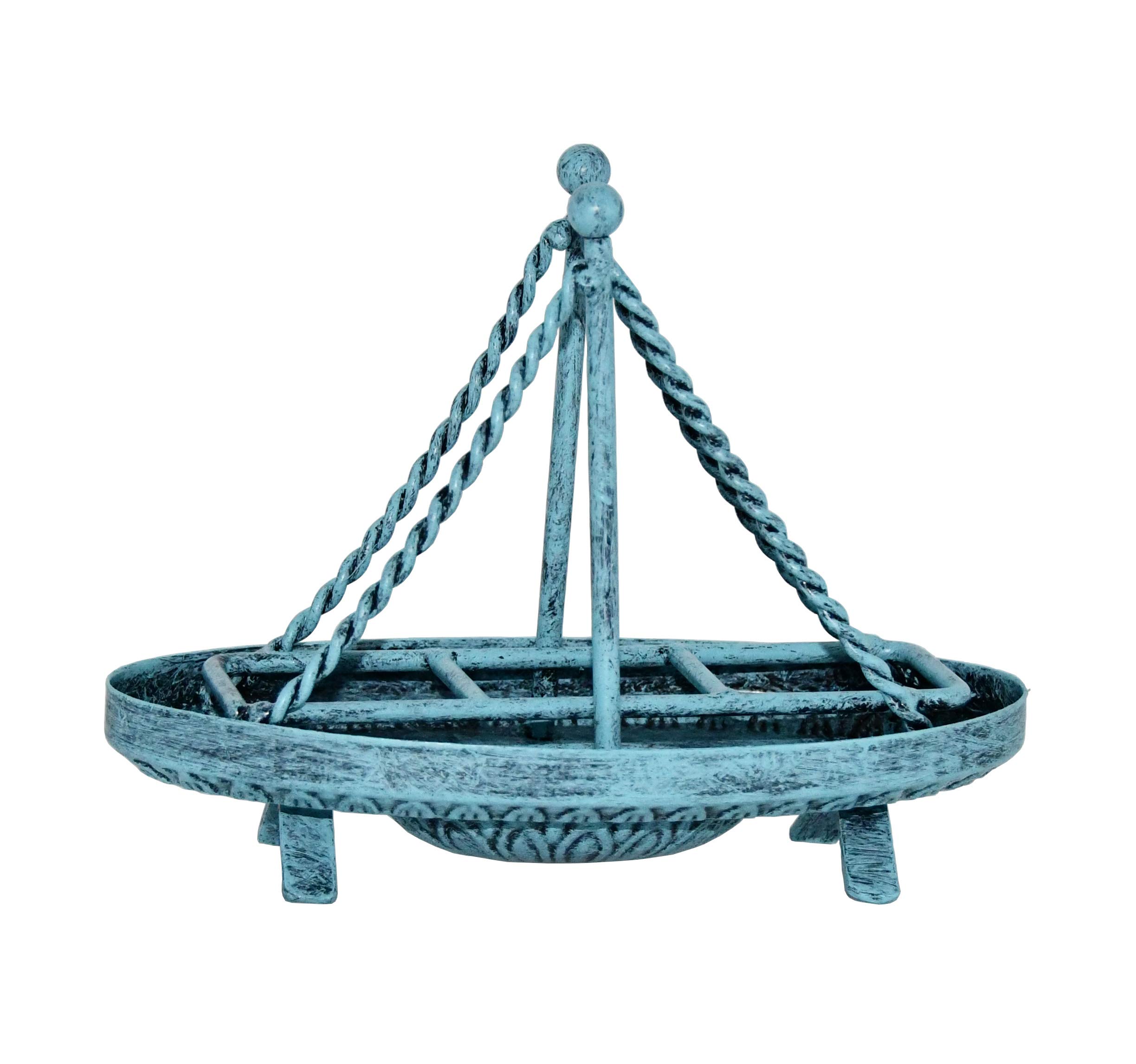 OwlGift Metal Sailboat Shaped Napkin Holder, Tabletop Paper Towel Dispenser, Mail Letter Sorter Rack, Document File Storage - Turquoise