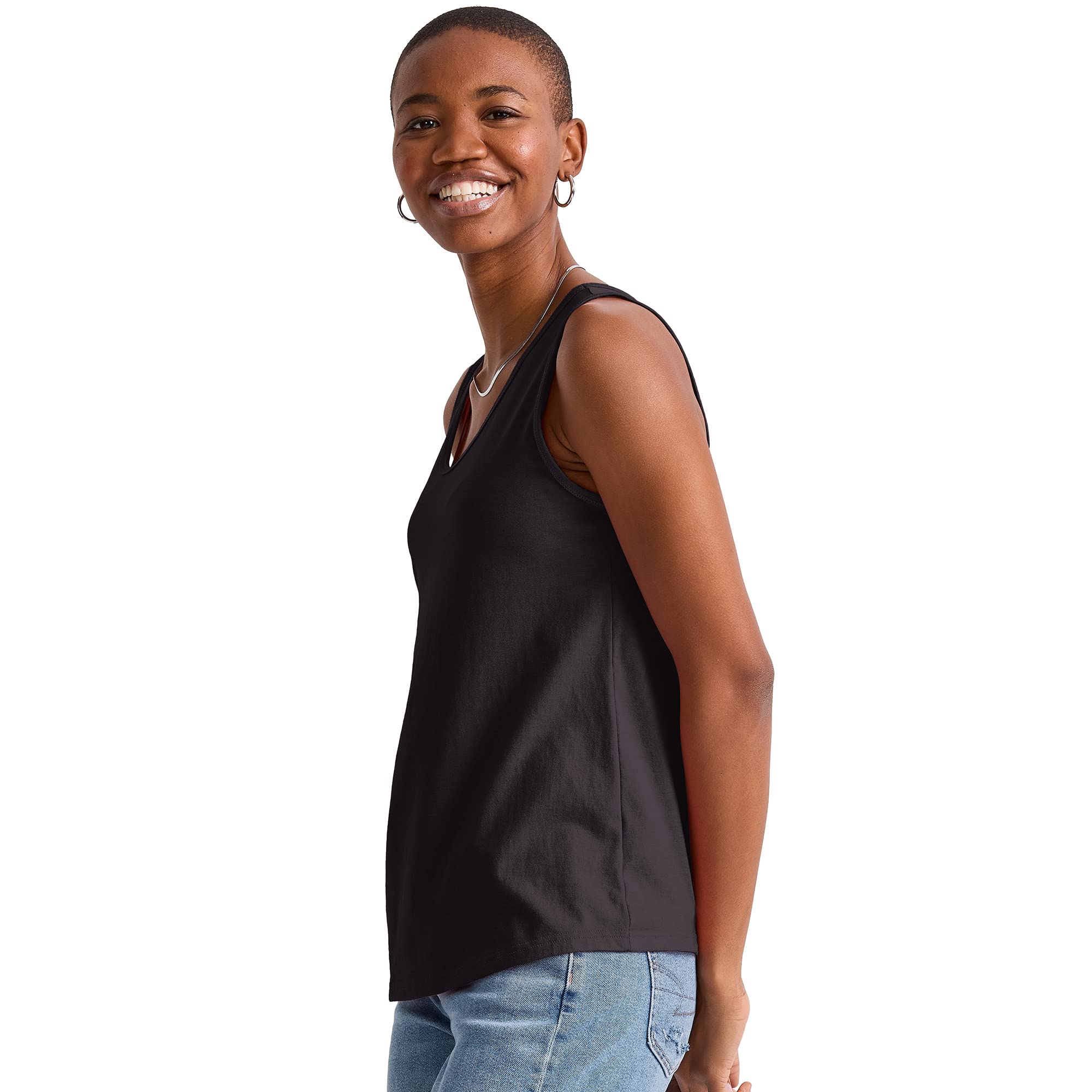 Hanes Originals Tri-Blend Tank Top, Lightweight Sleeveless Shirt for Women, Plus, Black, Medium