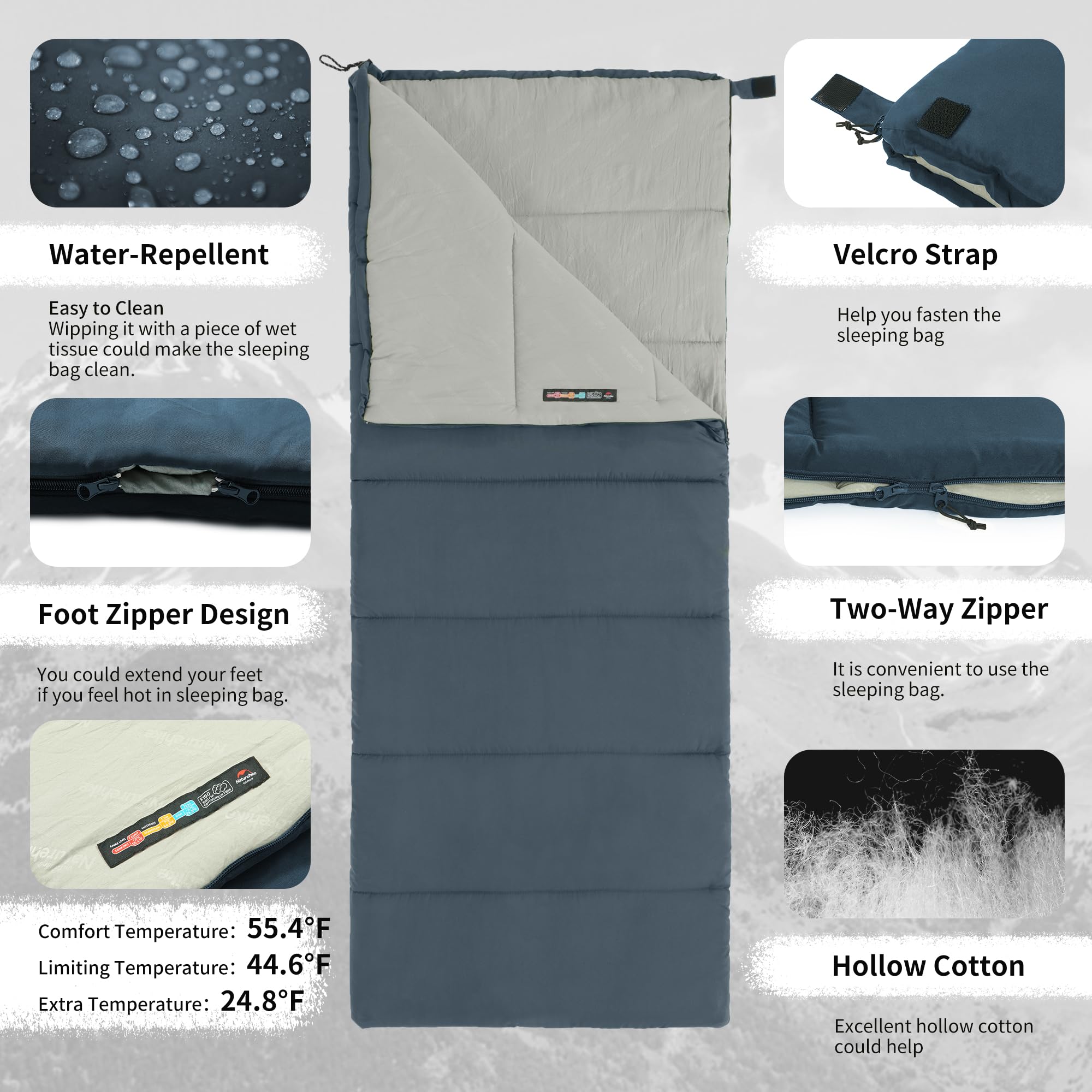 Naturehike Ultralight Rectangular Sleeping Bag Lightweight Portable Envelope Sleeping Bag for 3 Season Traveling, Camping, Hiking