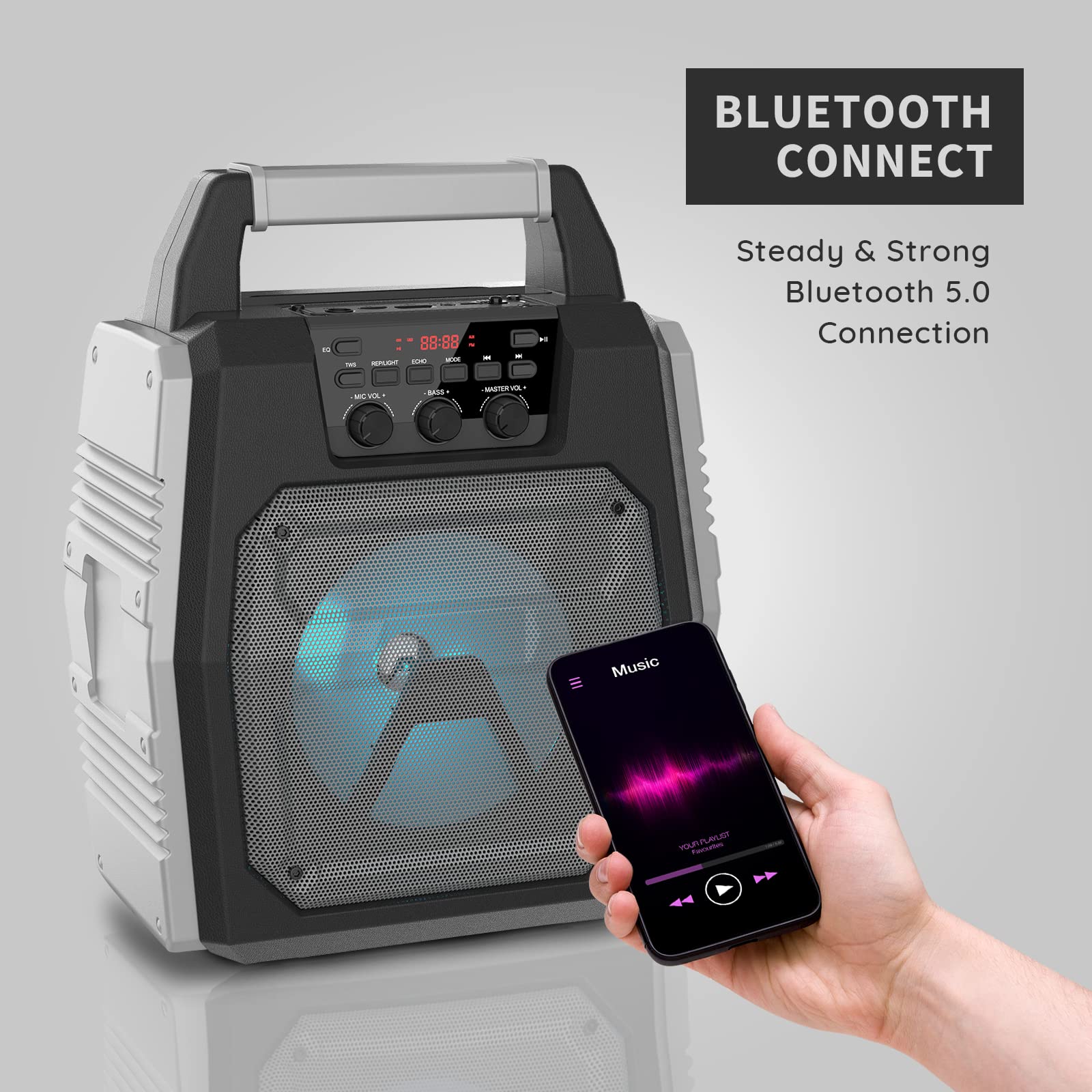 Karaoke Machine with 2 Wireless Microphone | Karoke Set Good for Adults/Kids/Party | Adjacent Audio B22