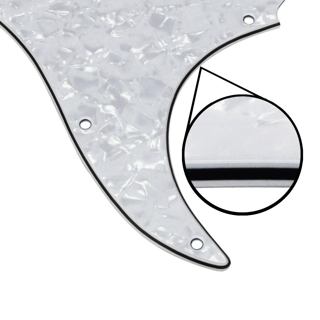 IKN 4Ply White Pearl Strat Pickguard Backplate Set for 3 Single Coil Pickups-11 Hole, come with Pickguard Screws