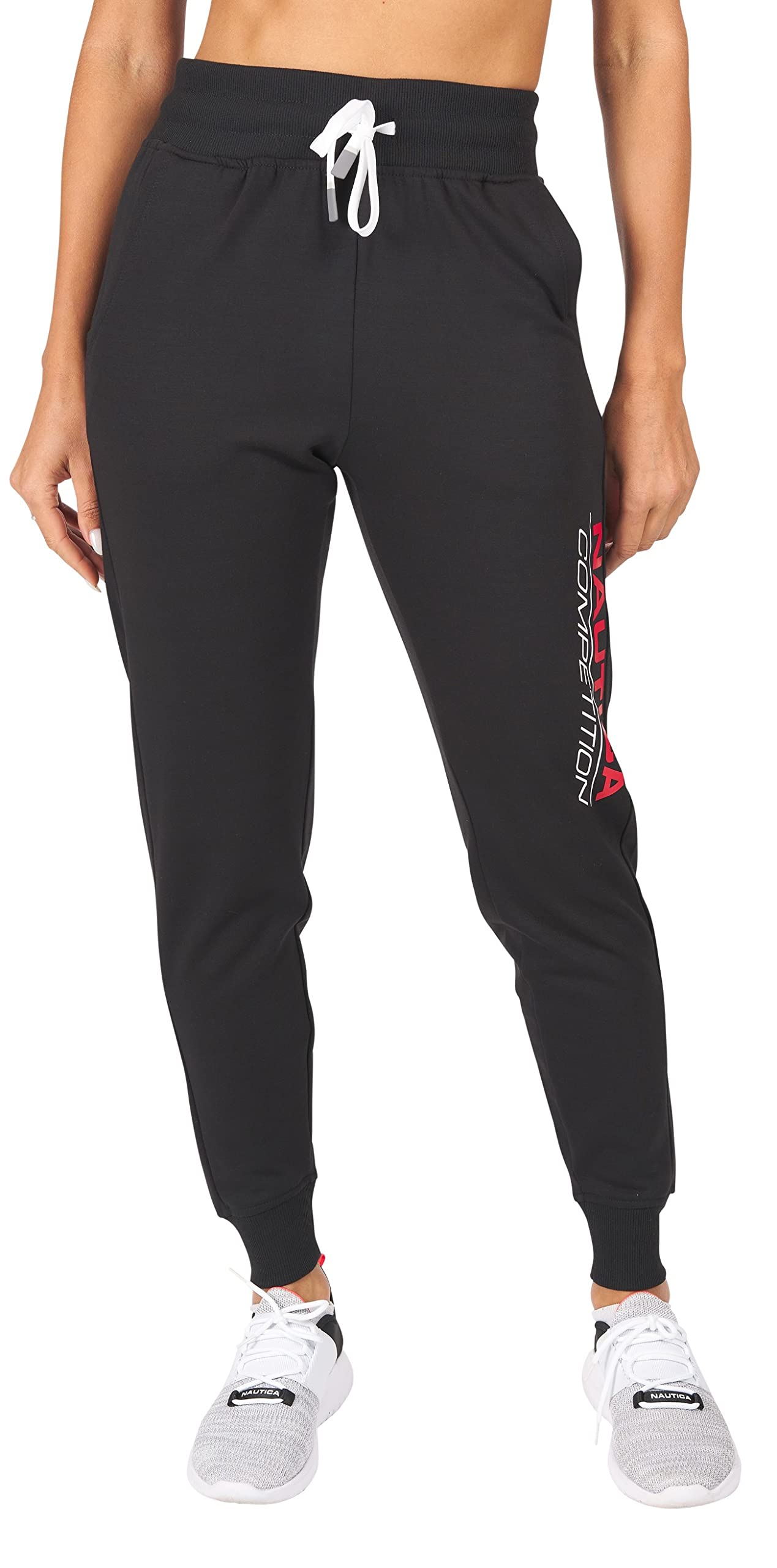Nautica Competition Women's Joggers, Athletic Active Basic Essential Running Ultra Soft Fleece Relax Fit Lounge Sweatpants