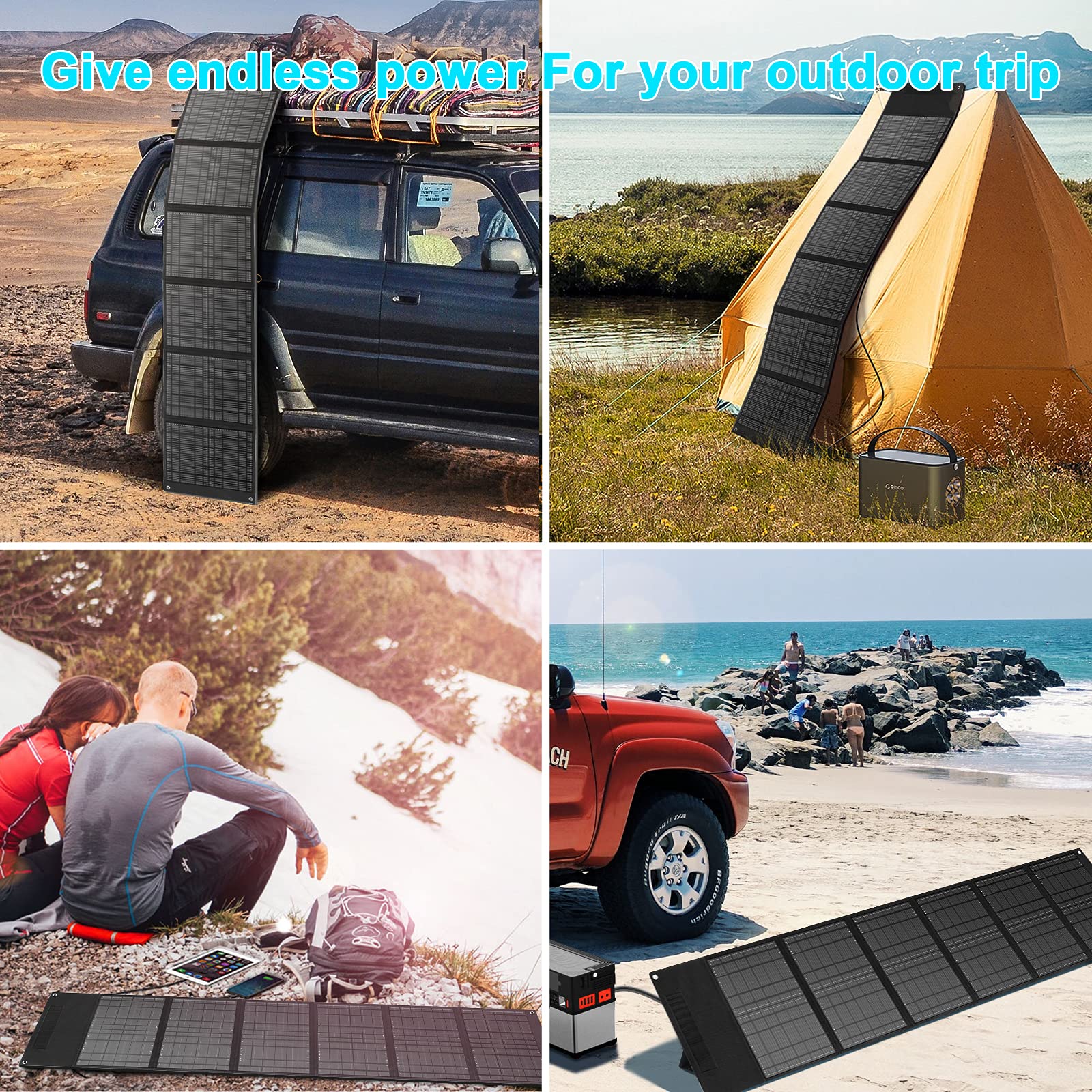Portable Solar Panel 60w, 5v USB & 18v Dc, KYOKYO, Solar Panel Kit, Outdoor Solar Panel Charger, Solar Panel for Camping, Hiking, Solar Charging Complete System, Foldable Solar Panels Suitcase