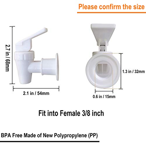 Replacement Cooler Faucet - 2 White and 2 Red Water Dispenser Tap Set - Internal Thread Plastic Spigot.