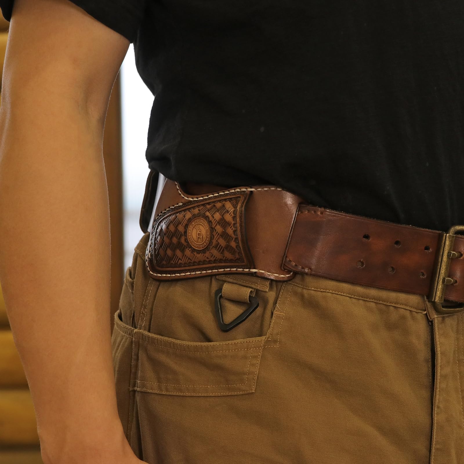 Tourbon Leather Pocket Knife Sheath for Belt Large Folding Knives Holder Carrier Case EDC Tools Holster