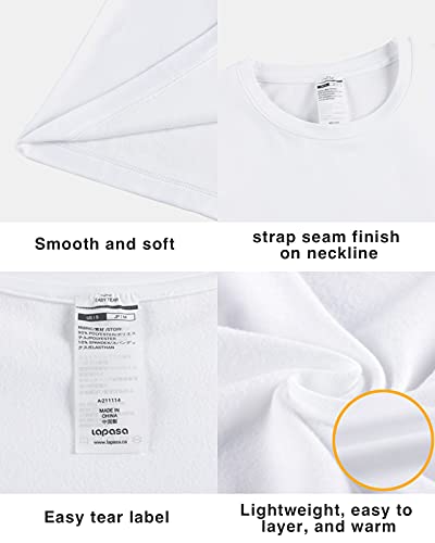 LAPASA Men's Thermal Underwear Top Crewneck Long Sleeve Shirt Base Layer Lightweight Winter Thermoflux 100 M09 Medium White 2 Pack