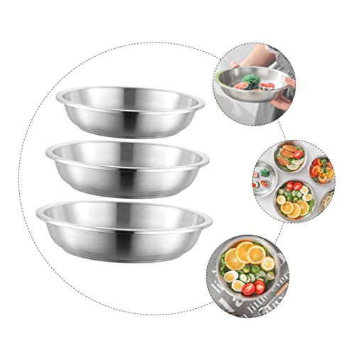 SWOOMEY 3pcs Stainless steel dish dinner plate nonstick nesting plates sizzling platter appetizer plates metal plate bowl gold charger plates bbq plate stanly fruits thicken South Korea