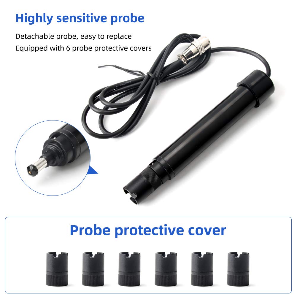 RCYAGO Portable Dissolved Oxygen and Temperature Meter, DO Range: 0-40.00 mg/L, 0.1 mg//L Resolution, Digital Dissolved Oxygen Meter with Electrode Filling Fluid (No Backlight)