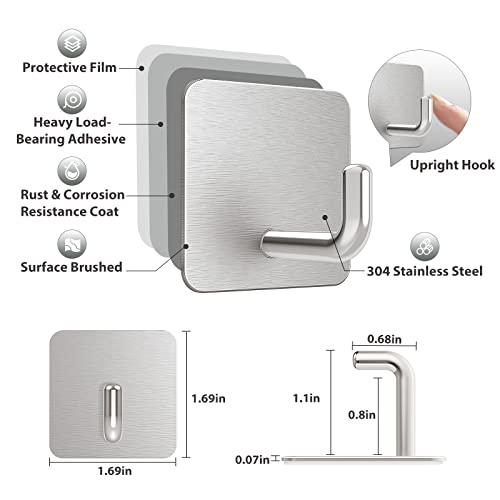 VIS'V Silver Adhesive Hooks -8 Pcs