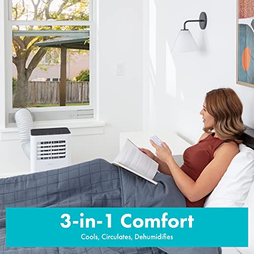 SereneLife SLPAC805W.5 Portable Air Conditioner, 8,000 BTU with WiFi + Drain Hose, White-Black