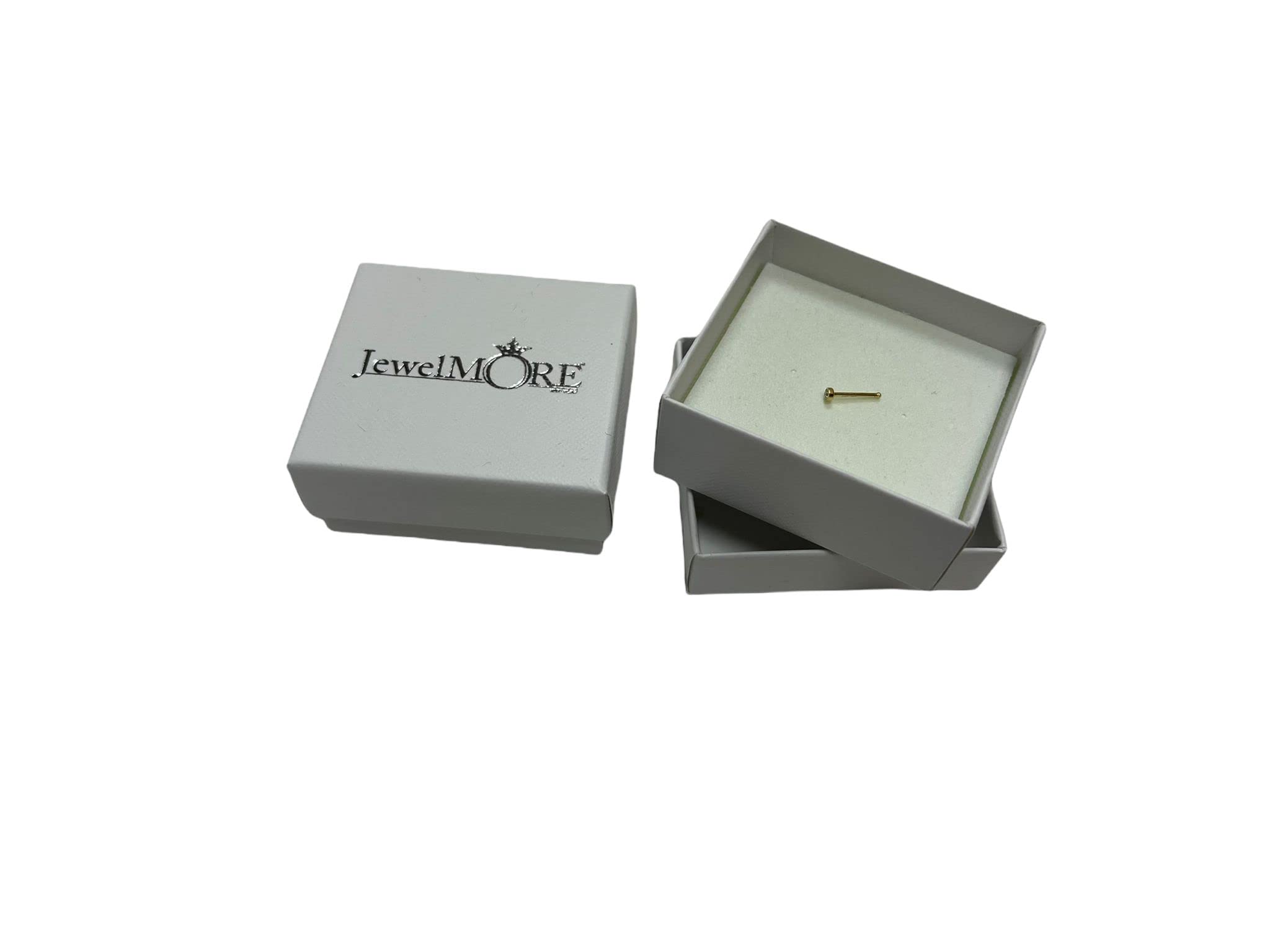 JewelMore Diamond Nose Stud 14K White or Yellow Gold Nose Ring Twist Screw 20 Gauge I1 Clarity (2mm (0.03 ct. tw) …