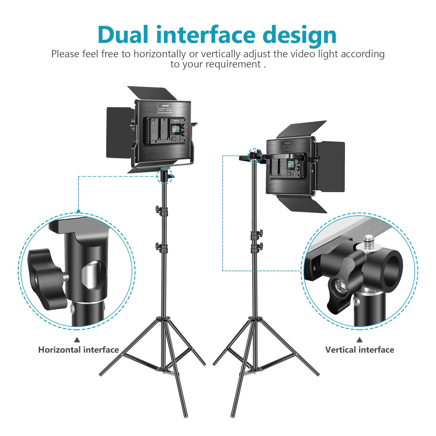 Neewer 2 Packs Advanced 2.4G 660 LED Video Light Photography Lighting Kit with Bag, Dimmable Bi-Color LED Panel with 2.4G Wireless Remote, LCD Screen and Light Stand for Portrait Product Photography
