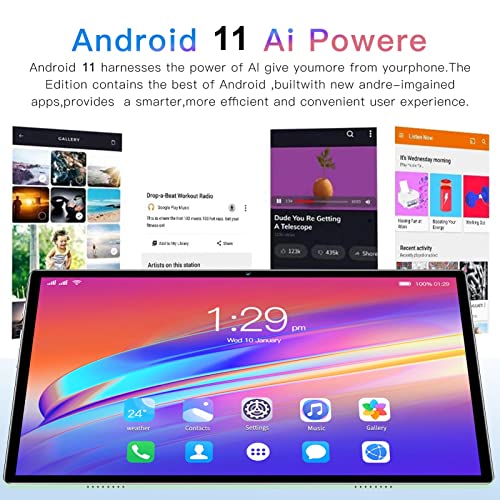 soobu 10 Inch Tablet, USB C Rechargeable 5MP 13MP Camera Gaming Tablet 100 to 240V Octa Core for Travel (Green)