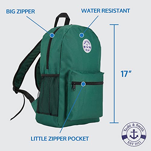 Yacht & Smith 24 Pack Backpack, Bulk 17 inch Lightweight Outdoor Travel Gym Corporate Events Bag