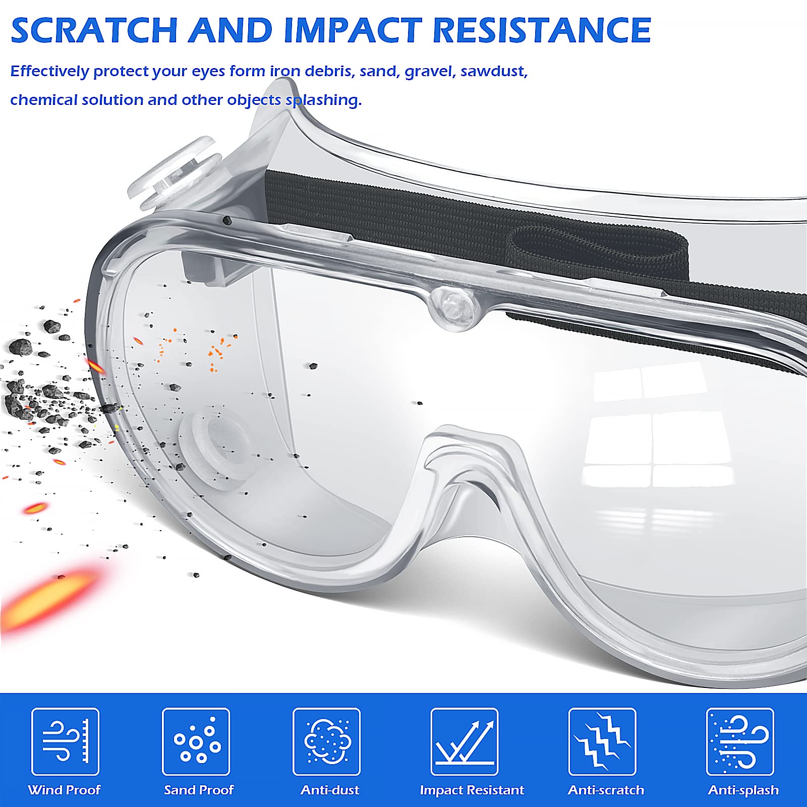 OXG 6 Pack Anti-Fog Safety Glasses Over Eyeglasses,Protective Safety Goggles ANSI Z87.1 Lab Goggles Men Women