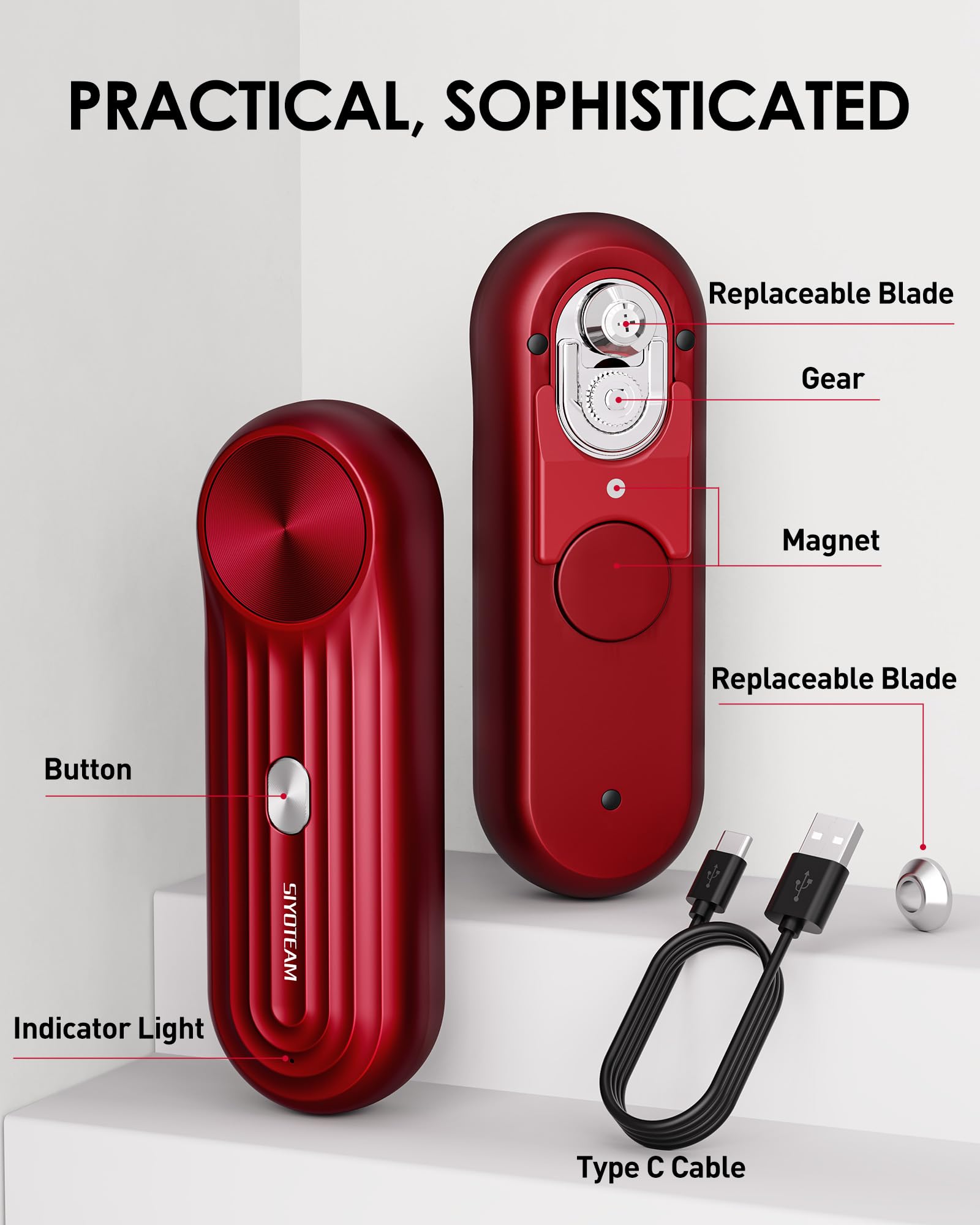 SIYOTEAM Electric Can Opener, Rechargeable Automatic Can Opener with Tilt Blade For Any Size Can - Smooth Edge, Food Safe, Hands Free, One Touch Can Opener Easy for Seniors, Arthritic Hands