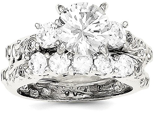 IceCarats 925 Sterling Silver Cubic Zirconia CZ Wedding Band Engagement Ring Bridal Jewelry Set Size 8