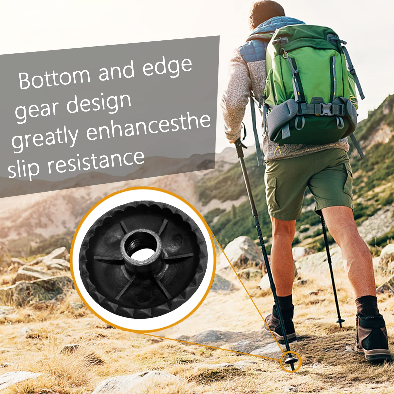 Mud Ski Basket Tip Trekking Stick Pole Replacement Tips Rod Shoes for 2 Pcs Walking Sticks Rubber Tips for - Collapsible Trekking Poles Hiking - Hiking Sticks Lost or Worn Standard Walking Poles Tips