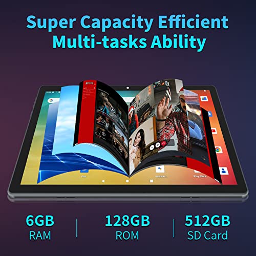 TUOHAITIME Tablet 10.1 inch Android 12 Tablet 2023 Newest 6GB+ 128GB Storage Octa-Core Processor, Dual Camera, Fastest WiFi 6, Bluetooth, 512GB Expand Support, IPS Full HD Display