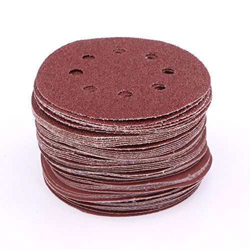 Swpeet 60 Pcs 10 Sizes 5 Inch 8 Hole Sanding Discs Sandpaper Hook and Loop Pads for Circular Sander Grits Sanding Sheets 10 Sizes - 40/60 / 80/100/ 120/180 / 240/320 / 400/800 Grits