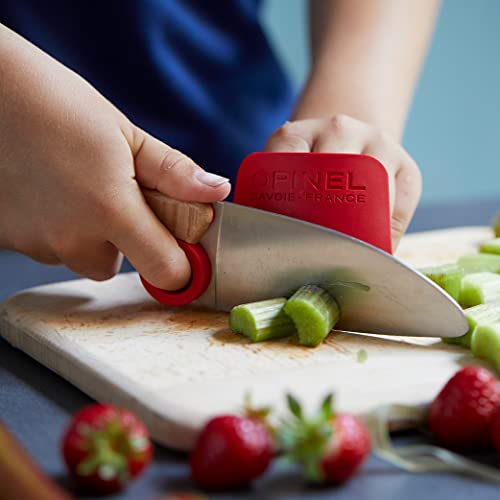 Opinel Le Petit Chef Knife Set, Chef Knife with Rounded Tip, Fingers Guard, For Children, Teaching Food Prep and Kitchen Safety, 2 Piece Set, Made in France