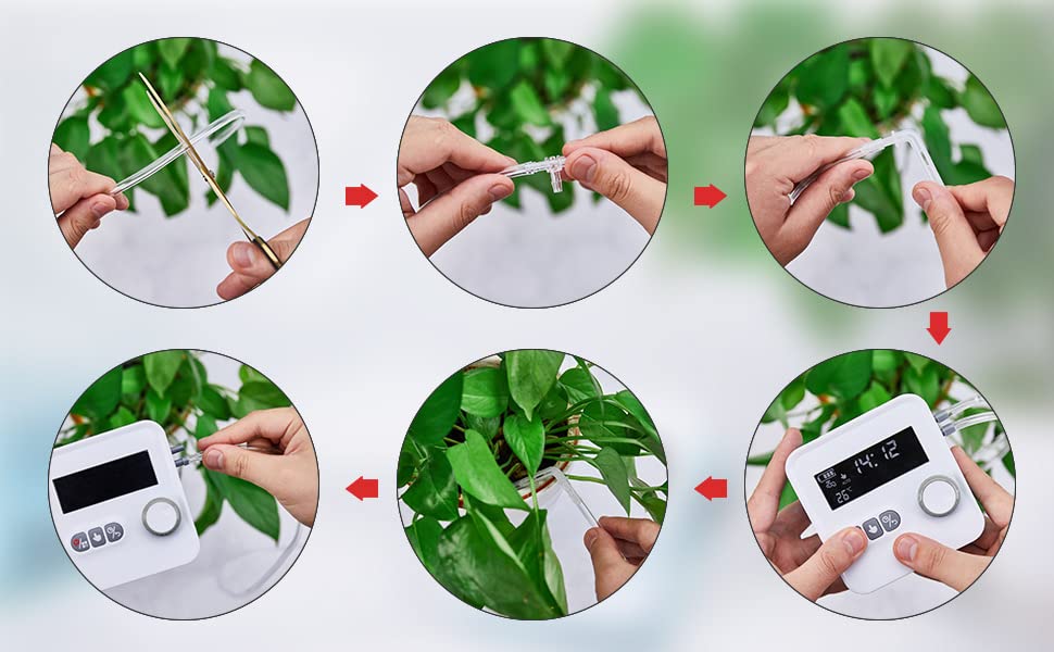 REKTON Automatic Drip Irrigation Kit,Houseplants DIY Micro Self Watering System with 30Day Digital Programmable Water Timer 5V USB Power Operation for Indoor Potted Plants Vacation Plant Watering
