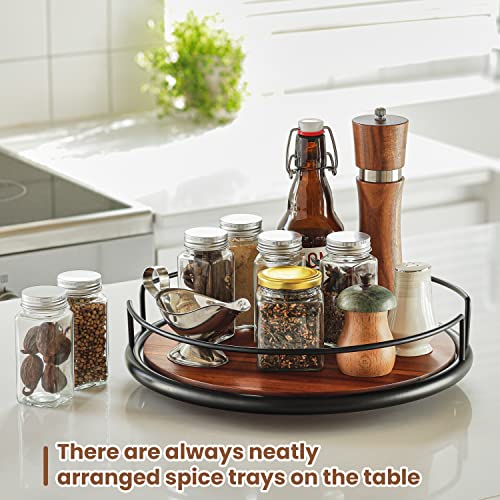 TIDITA 10" Acacia Lazy Susan Organizer for Cabinet - Wood Lazy Susans Turntable for Countertop - Wooden Kitchen Turntable Storage Food Bin Container for Table; Spices, Fridge, Pantry (10 Inch Acacia)