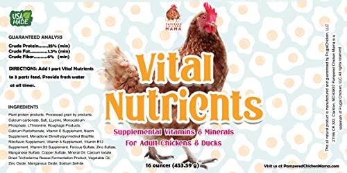 Vital Nutrients: Chicken Vitamins for Feed & Molting Supplement, Egg Booster, Poultry & Chicken Vitamins - Pampered Chicken Mama (1.5 pounds)