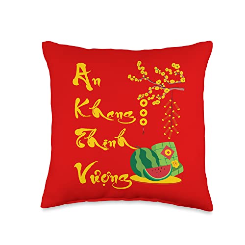 Vietnamese Lunar New Year For Family 2023 Vietnamese Lunar New Year Decorations TET 2023 Throw Pillow, 16x16, Multicolor