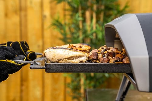 Ooni Dual-Sided Grizzler Plate - Reversible Cast Iron Pan - Cast Iron Skillet with Removable Handle - Cast Iron Griddle - Pre-Seasoned Oven Safe