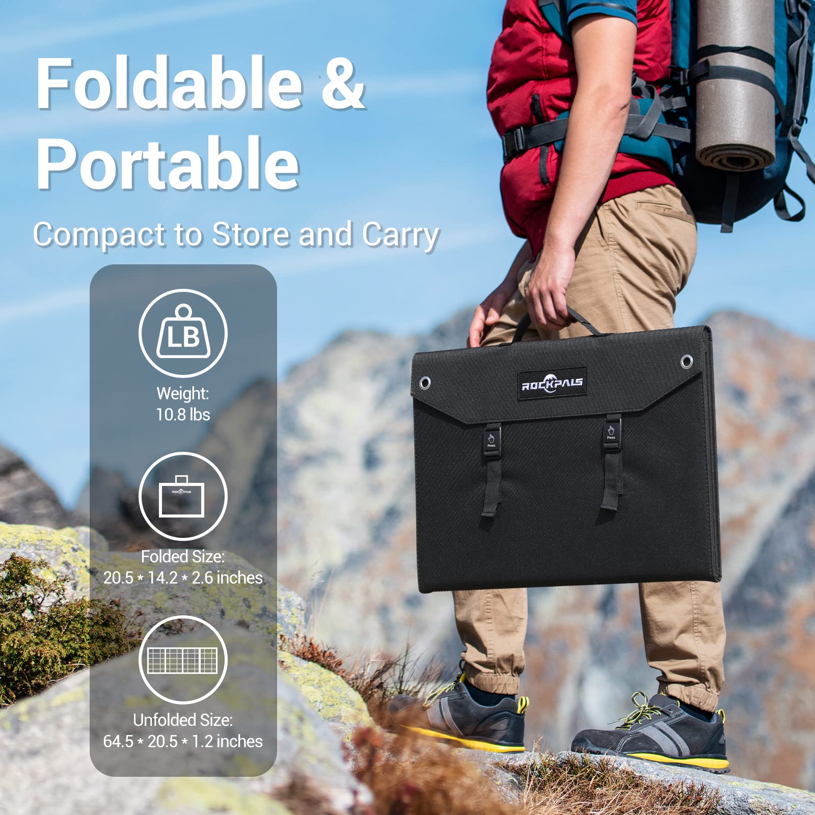 ROCKPALS 300W Portable Power Station with 100W Solar Panel, Solar Generator with Panel Included for Backup Power, Outdoor Adventure and Camping
