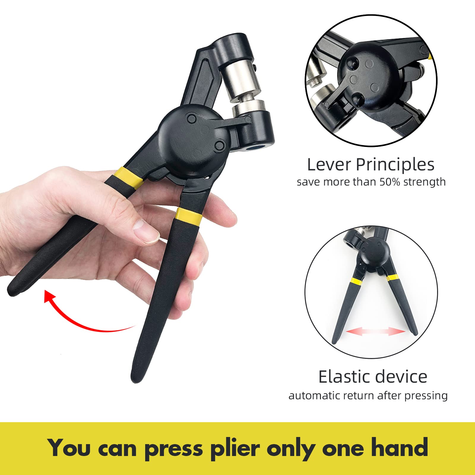 HAPDEN Grommet Tool Kit, 3/8 inch Handheld Eyelet Kit Manual Grommet Press Machine with 500 pcs 10 mm Grommets