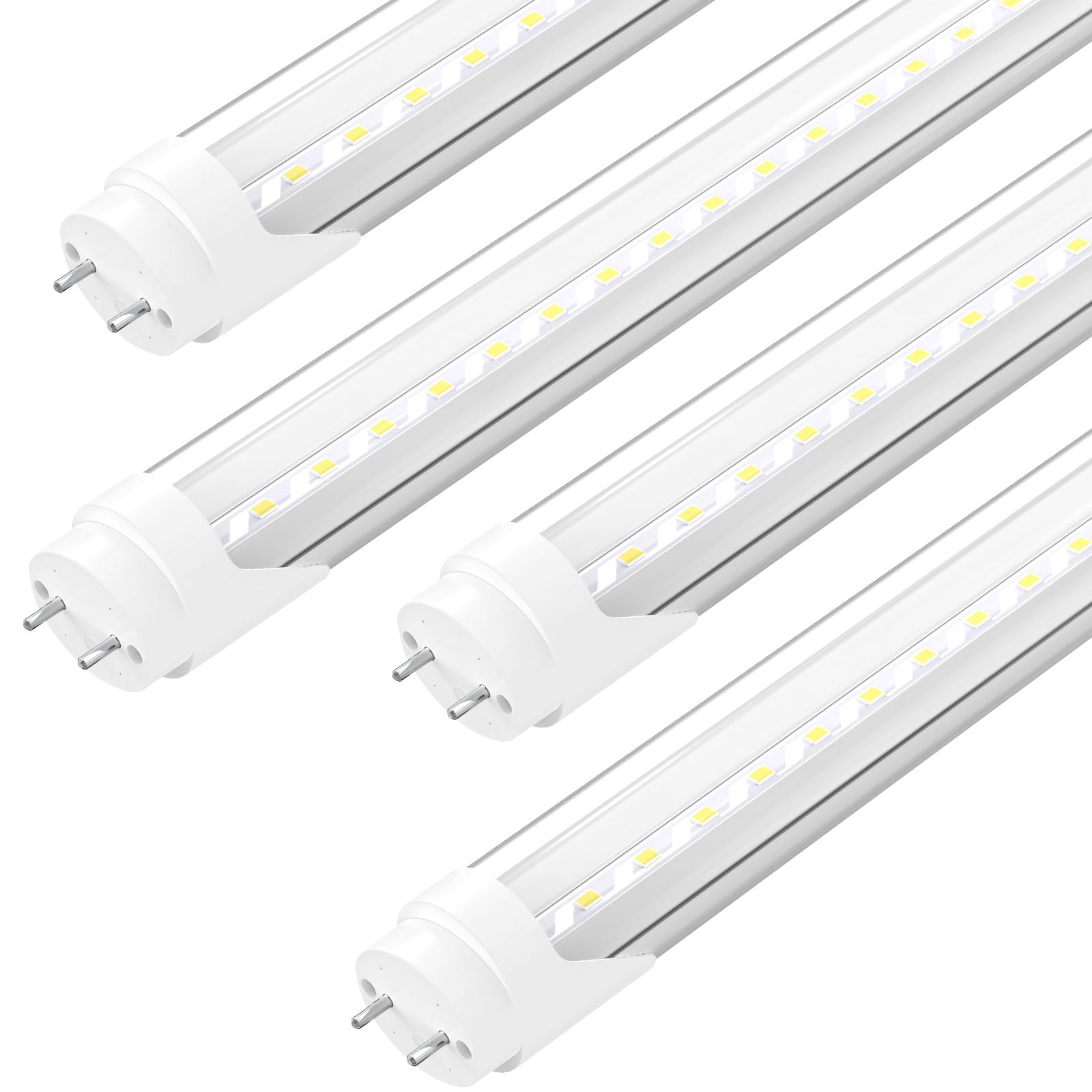 SHINESTAR T8 LED Bulbs 4 Foot, Tube Lights 18W 2200LM, 5000K Daylight, Ballast Bypass, Dual-end, T8 T10 T12 LED Replacement for Fluorescent Tubes, 2 pin G13 Base, Clear Cover, 4 Pack