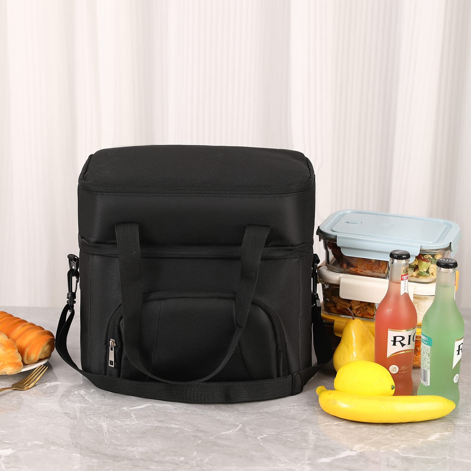 jeadwwr 24L Lunch Bag Large Lunch Box for Men Women Double Deck - Leakproof Insulated Soft Large Adult Lunch Cooler Bag for Work