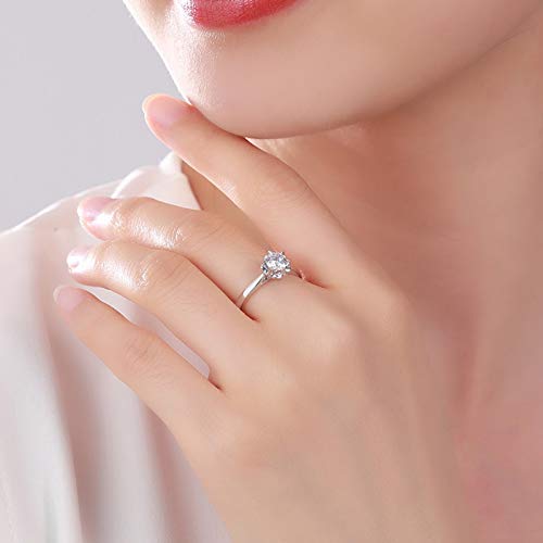 KnBoB Wedding Engagement Rings for Women,18K White Gold Holding Flowers 0.2ct Diamond Size 13