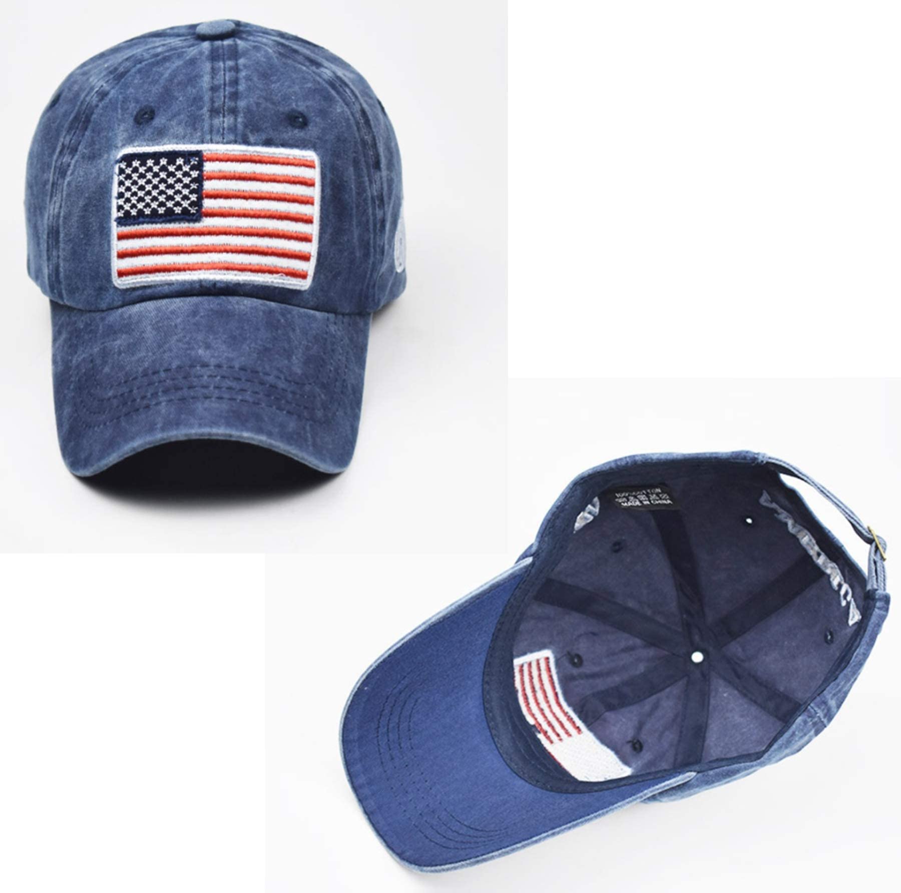 IZUS American Flag,Distressed Baseball Hat β Distressed Cotton-Blend Dad Hat Embroiderred for Adult (Navy)