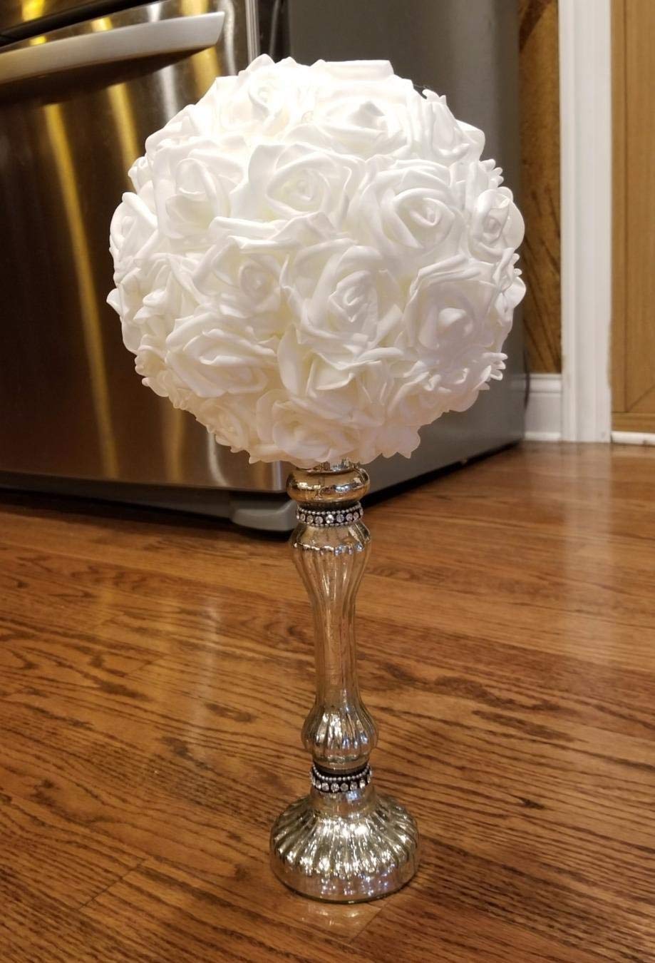 Lightingsky 100pcs 3 x 1.6 x 3 inches DIY Real Touch 3D Artificial Foam Rose Head Without Stem for Wedding Party Home Decoration (100pcs, White-100PCS)