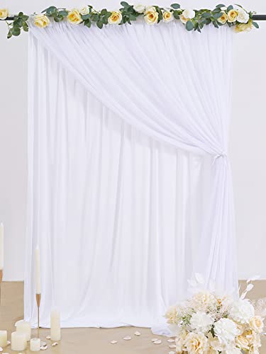 White Backdrop Curtains Sheer Tulle Backdrop for Parties 5ftx7ft Baby Shower Background for Wedding Party Ceremony Photo Backdrop