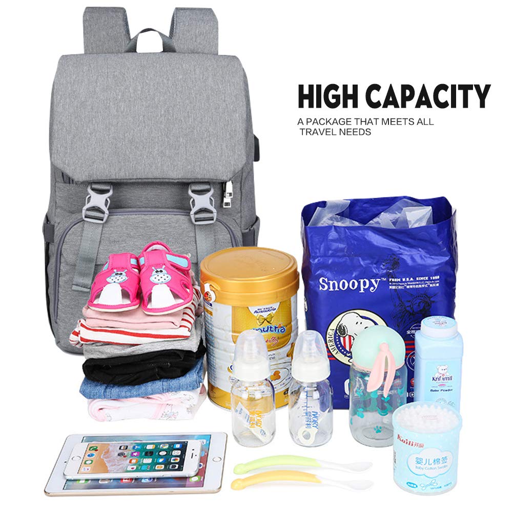 JHhomezeit Diaper Bag Backpack for Mom Dad, Large Baby Nappy Changing Bag w/Changing Pad…
