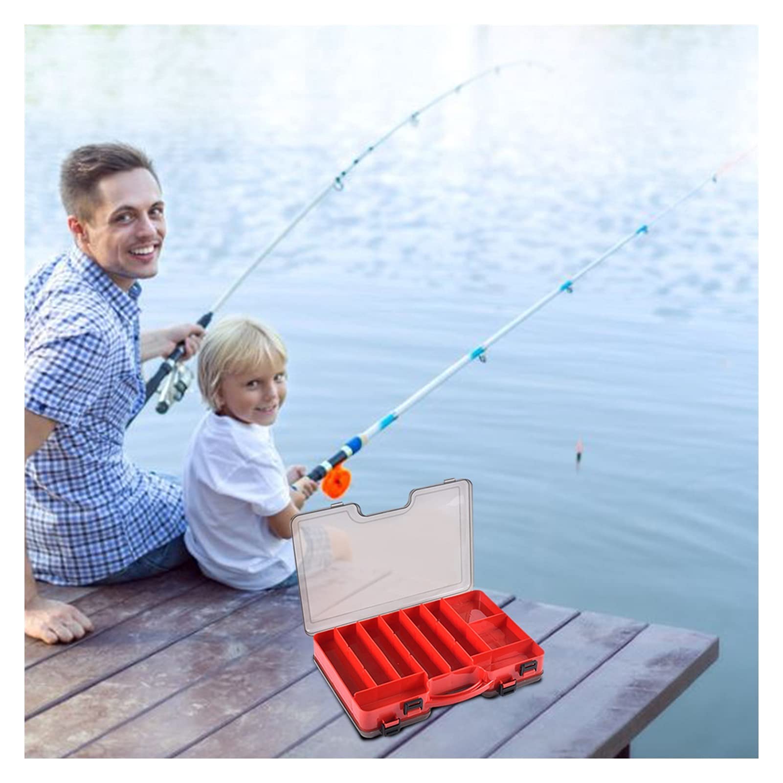 Multifunction Tackle Storage Box Fishing Gear Portable Storage Box Fishing Tackle Box Grid Bait Lure Hooks Storage Carp Fly Fishing Accessories Adjustable Compartment Excellent waterproof performance