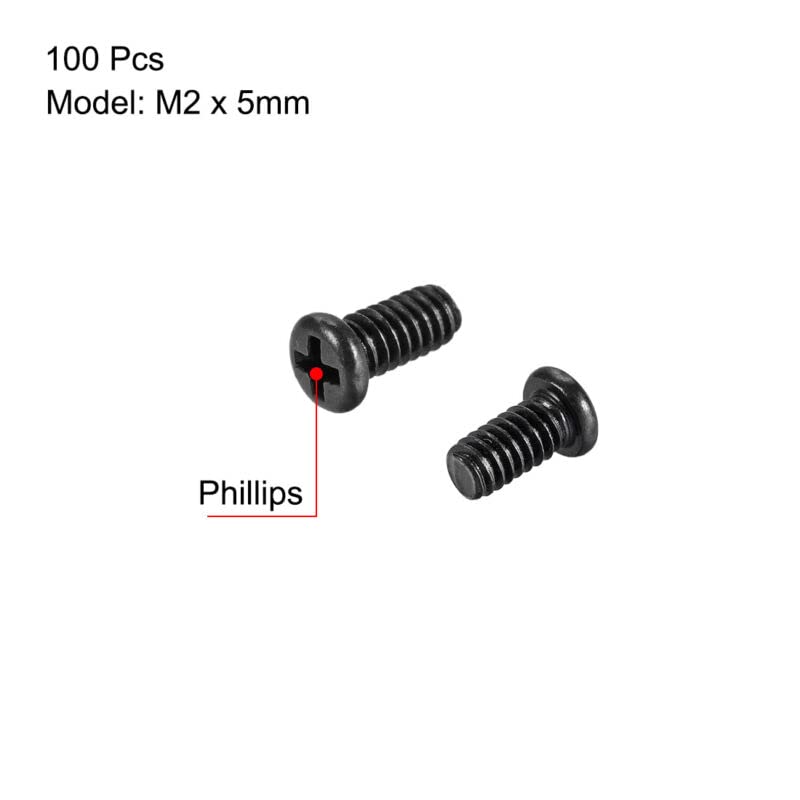 Tool parts M2 x 5mm Laptop Computer Screws 2.8mm Dia Head Screw Black 100pcs