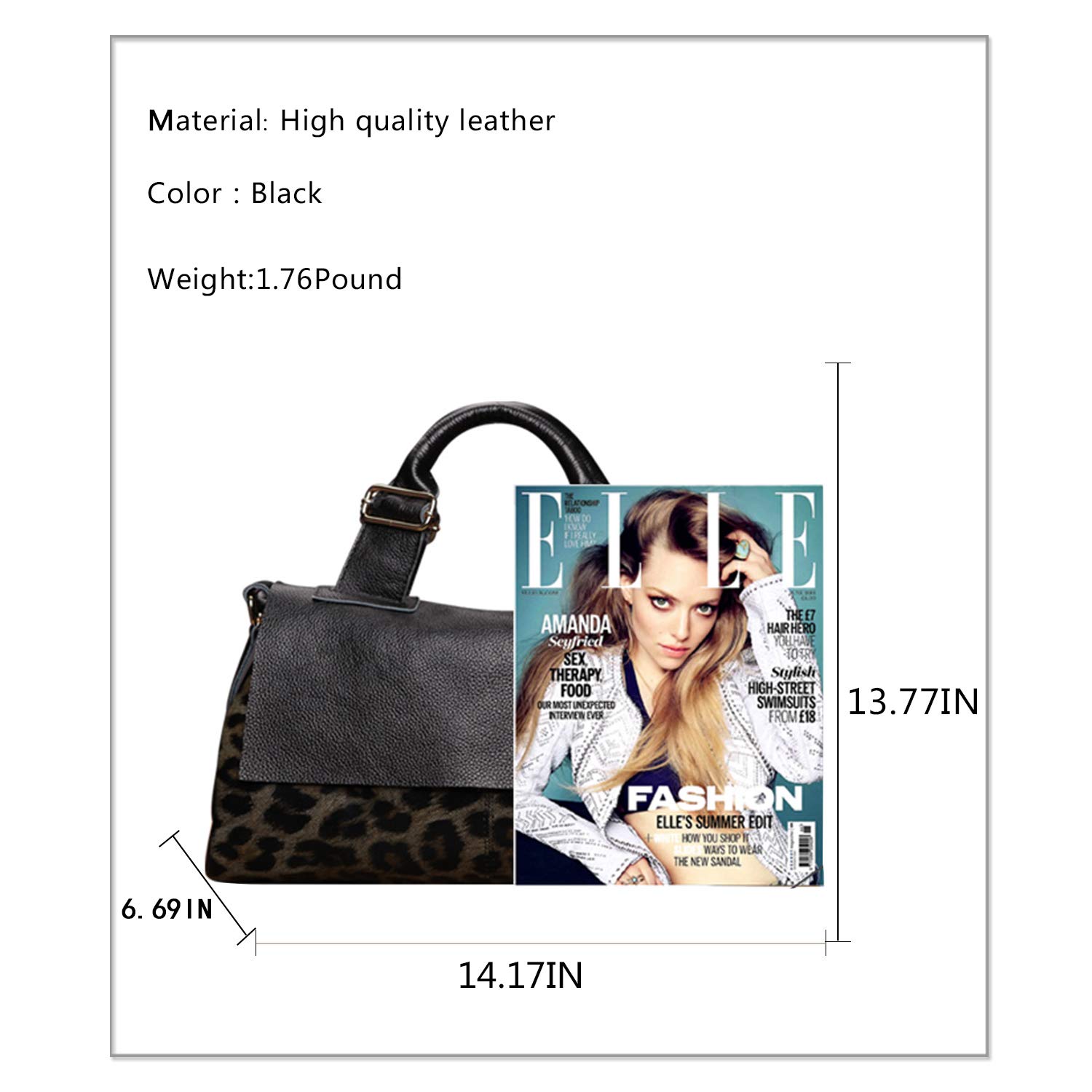 Leather Handbag Fashion Leopard Bag Shoulder Messenger Bag,Large Capacity Bag for Ladies