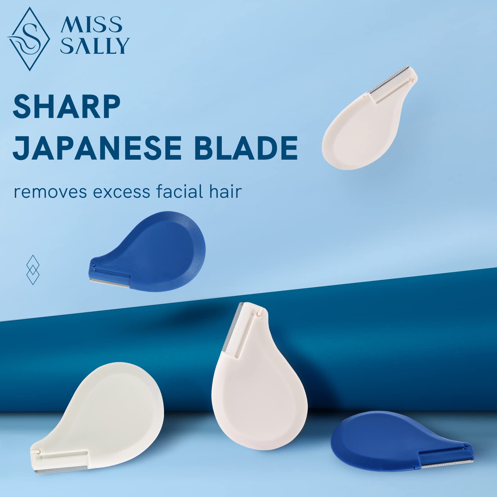Multipurpose Dermaplaning Tool for Face, Blue Eyebrow Razor with Precision Cover, Trimmer Shaver Eyebrow Shaver Bikini Hair Removers Shavers, Compact Size Face Razors for Women, 5 Pcs