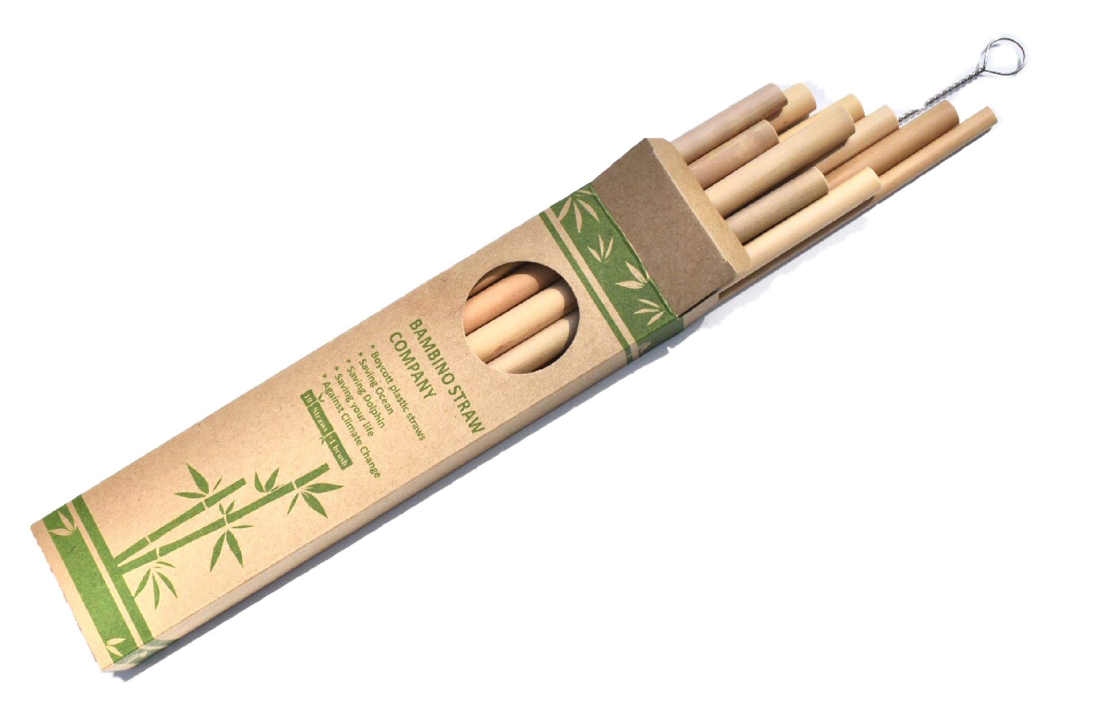 Organic BAMBOO STRAWS 8pack comes with cleaner, and to-go bag, Perfect for water, juices, smoothies, coffee, iced tea.