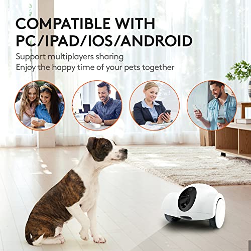 Smart Pet Camera, GULIGULI Movable Companion Robot for Pets, Dog Treat Camera, 1080P Full HD WiFi Pet Camera with Phone App, Night Vision, 2-Way Audio, No Monthly Fee (2.4G WiFi ONLY)
