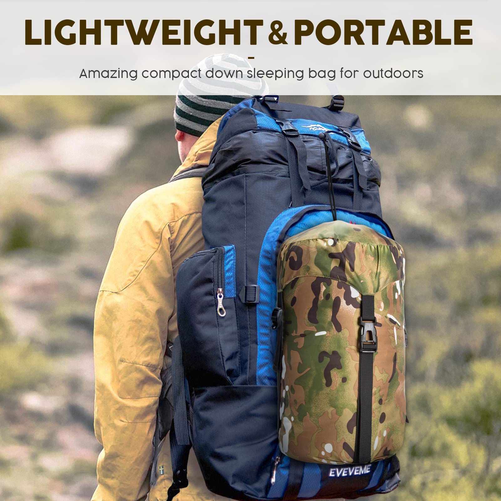 Mummy Sleeping Bag, TALENTUSER Sleeping Bag 0-20 Degree with Carrying Bag Portable for Adults Camping Traveling Hiking, Camouflage