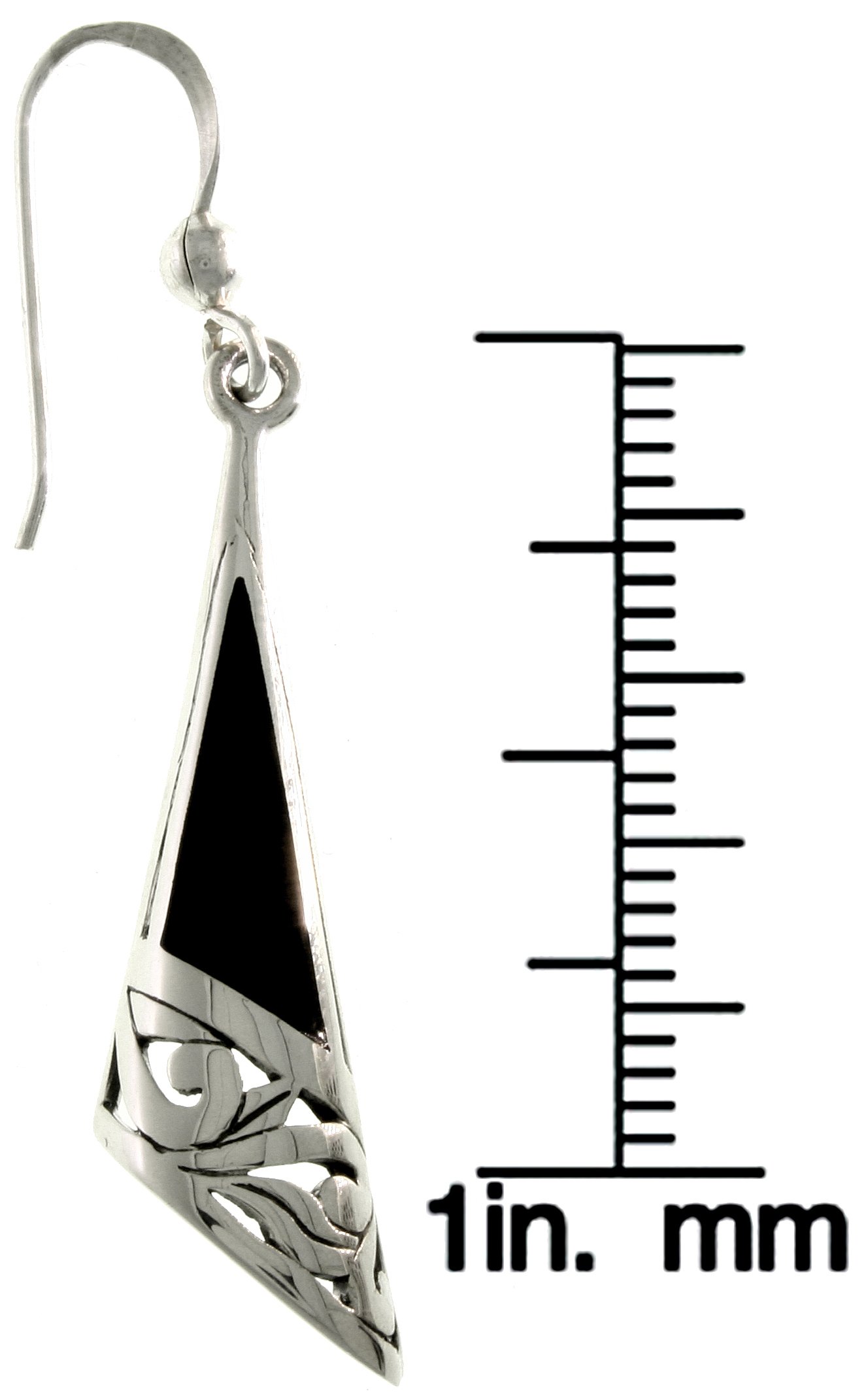 Jewelry Trends Sterling Silver Created Black Onyx Filigree Long Dangle Earrings