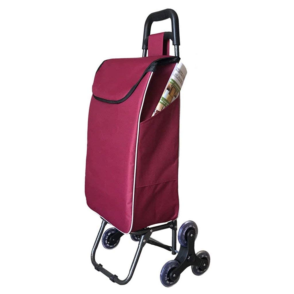 Shopping Trolley on Wheels Multi Function Shopping Cart Trip Climbing Stairs Cart Collapsible Portable Lever Car Small Trailer Trolley Storage Hand Trucks,Brown,